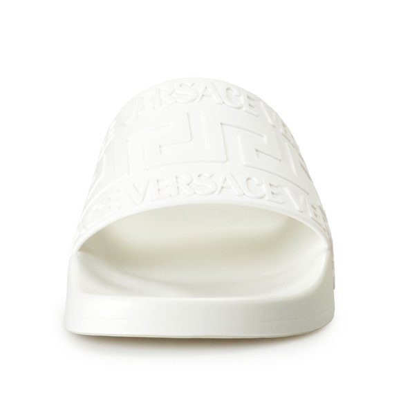 Versace | Shoes | Versace Mens White Greca Print Embossed Pool Slide ...